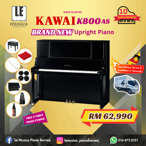 Kawai K-800 AS [Made In Japan] Professional Acoustic Upright Piano ...