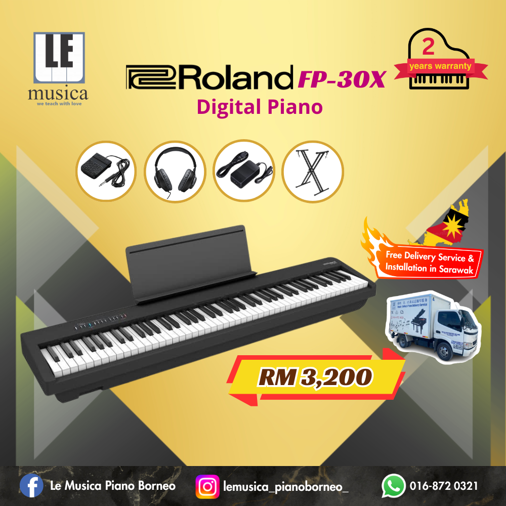 Roland FP-30X 88-key Digital Piano with DP-2 Pedal - LE MUSICA